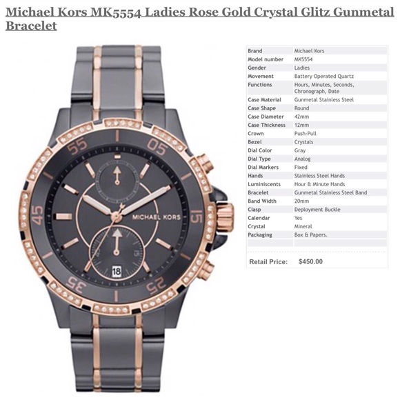 Michael Kors | Accessories | Michael Kors Gunmetal Glitz Garrett Watch ...